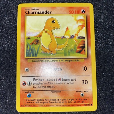 CHARMANDER - Base Set - 46/102 - Pokemon Card - Unlimited Edition - NM ...