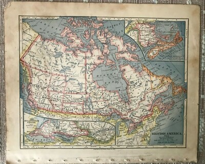 Vintage Color Map of British America Dominion of Canada Printed in 1883 ...