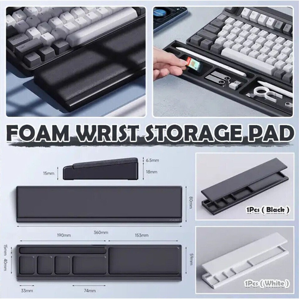 Ergonomic Keyboard Wrist Rest Pad Flexible Pads with Partition Storage ...