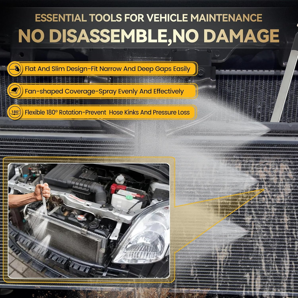 Radiator Cleaning Wand 39"–Radiator Cleaner Wand with 25° Fan Nozzle ...