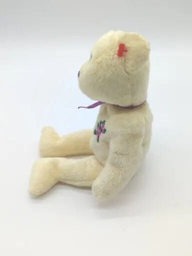 TY Beanie Baby Mother 2002 Light Yellow Bear Purple Bow & Embroidered ...