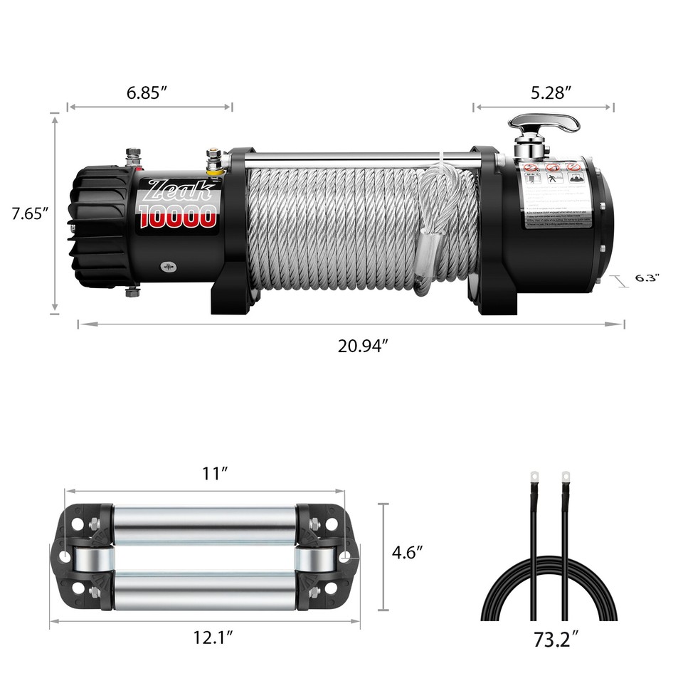 10000lb Electric Power Winch, 12V DC for Truck SUV Off Road Galvanized ...