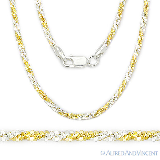2.2mm Roc Link 925 Sterling Silver 2-Tone 14k Gold-Plated Sparkle Chain ...