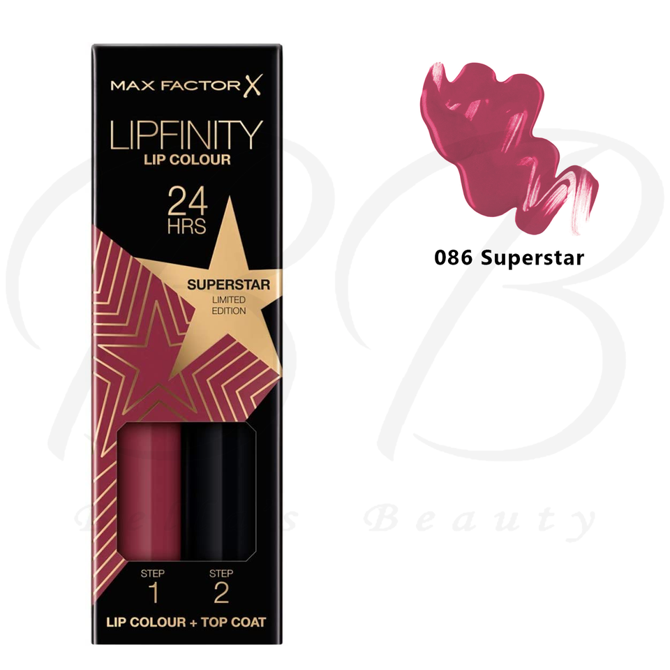 MAX FACTOR Lipfinity 2 Step Lip Colour + Top Coat 24Hrs Lip Tint ...