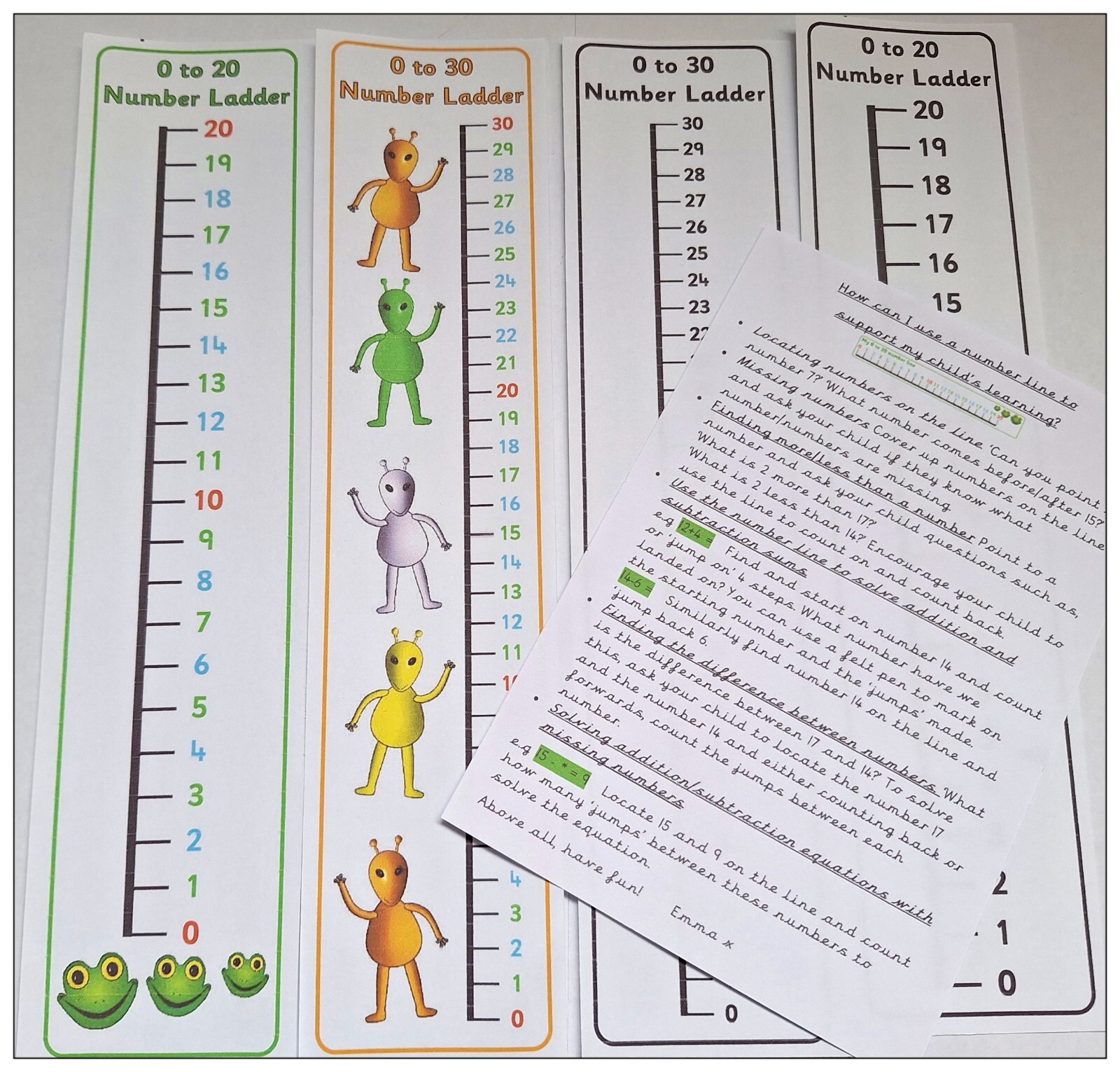 Number lines Laminated 0-20 0-30 Teaching Resources counting KS1 EYFS ...