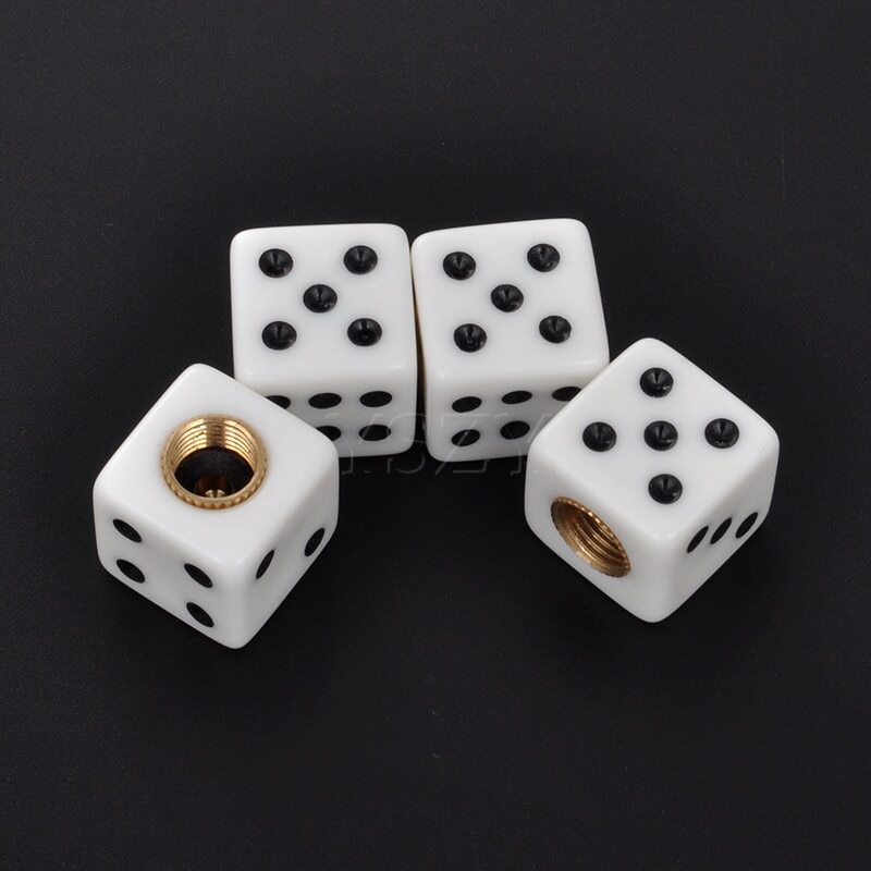 4x Dice-Shape Valve Stem Air Tire Cap Cover Universal Colored Die Car ...