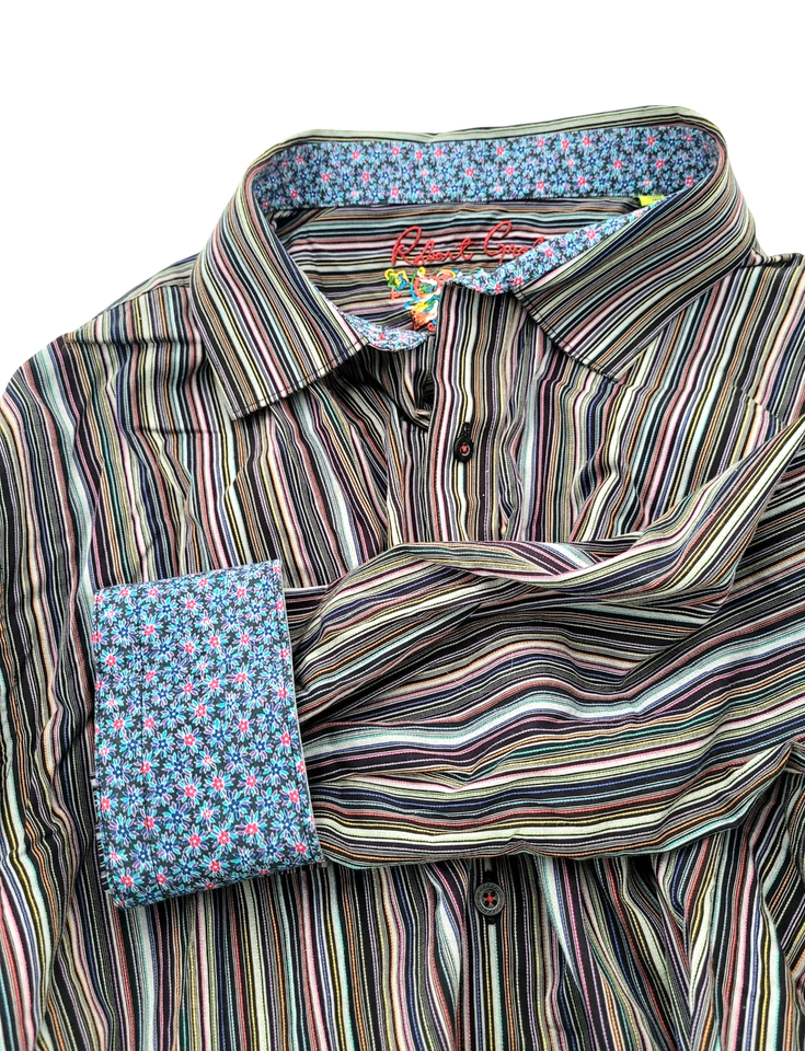 Men’s Robert Graham Rainbow Flip Cuff Shirt Sz 2XL Tall Excellent ...