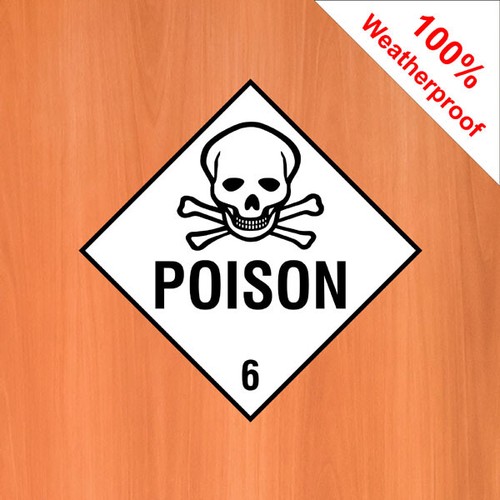 Poison 6 sticker DANG007 Warning and hazard Waterproof Solvent ...