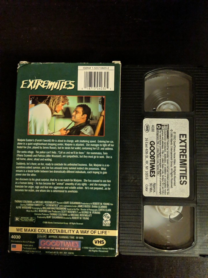 Extremities (VHS 1986) Farrah Fawcett James Russo Thriller *BUY 2 GET 1 ...