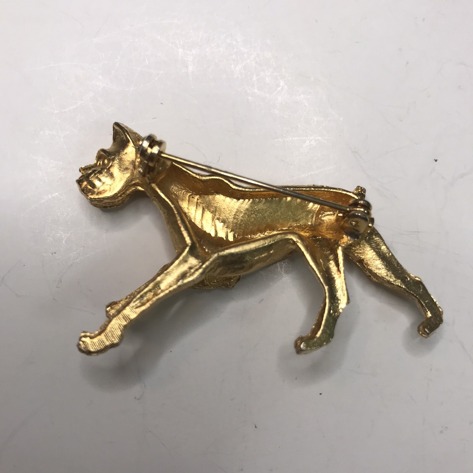 Vintage Gold Tone Boxer Dog Brooch | eBay