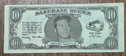 1962 Topps Baseball Bucks Mickey Mantle Centered & Really a NICE piece ...