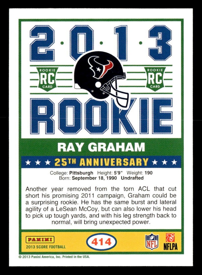 Ray Graham 2013 Score Red Card #414 Houston Texans | eBay