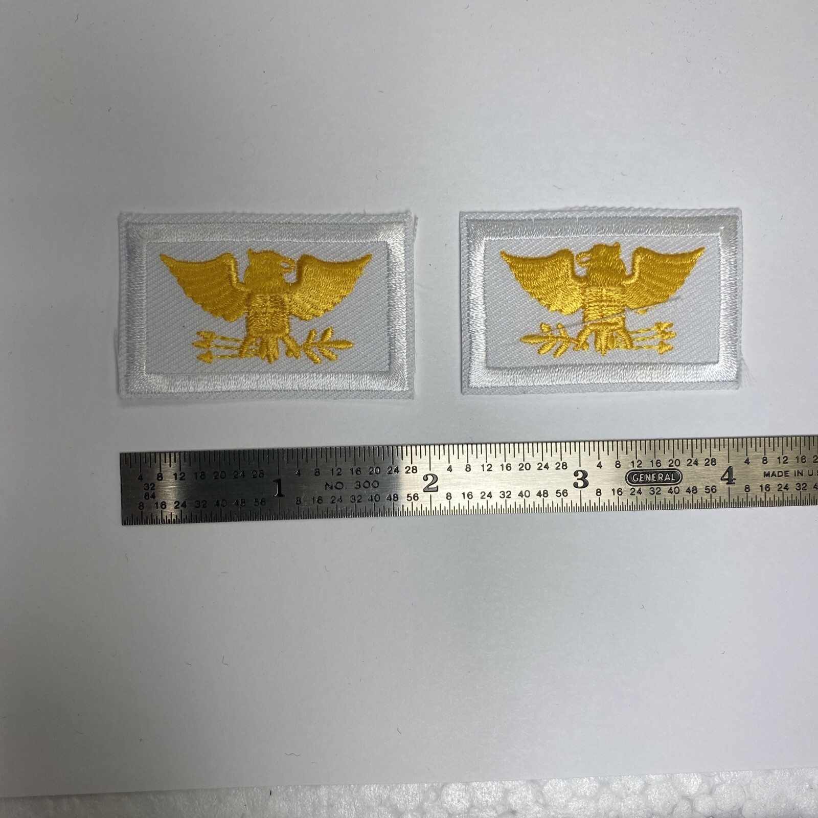 Gold Eagle Embroidered On White Patch 1x2” Iron Or Sew On - Pack of 5 ...