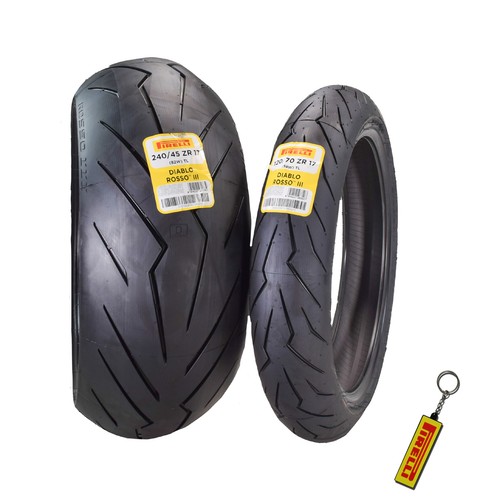Pirelli Diablo Rosso III 120/70ZR17 Front & 240/45 ZR17 Rear Tire with ...