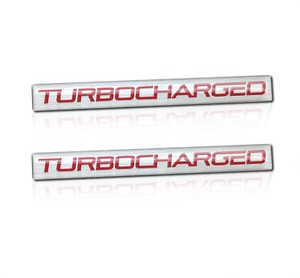 2 - Brand New TURBOCHARGED Turbo Charged Badges Sticker Emblem Silver ...