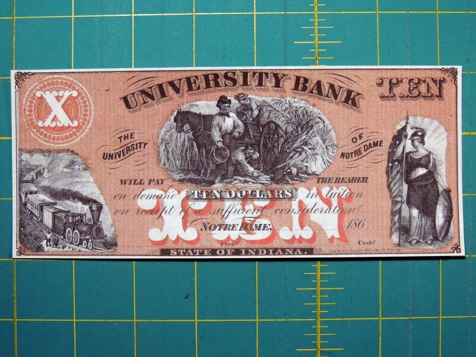 Reproduction Obsolete Bank Notes: Notre Dame University Indiana 1860s 3 ...