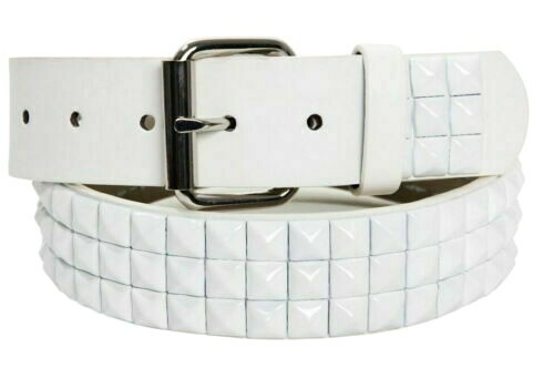 UNISEX Men/Women 2/3-Row Metal Pyramid Studded Belt Checker Punk Rock ...