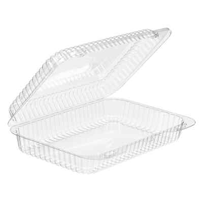 [250 PACK] 53oz Clear Hinged Food Storage Clamshell Container 8.75" x 5 ...