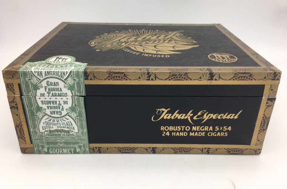 Tabak Special Coffee Infused Cigar Box Solid Wood Chain Hinged Robusto ...