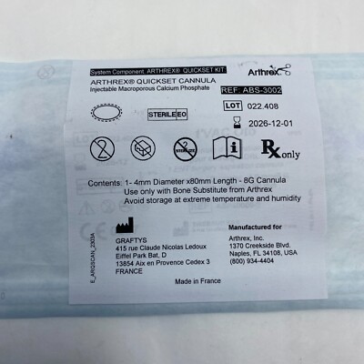 ARTHREX ABS-3002 QUICK SET KIT, ABS3002 022.48 NEW | eBay