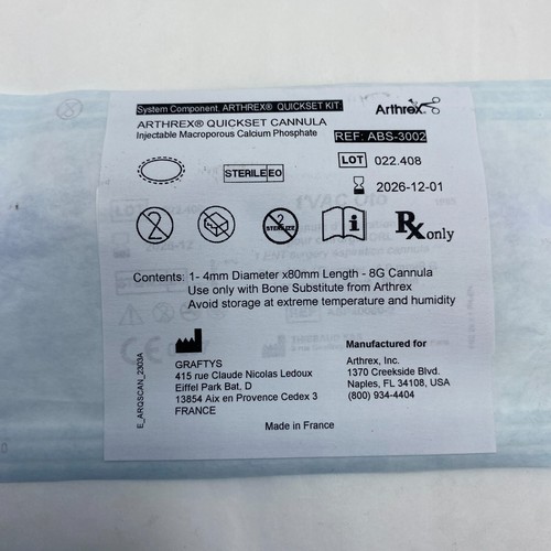 ARTHREX ABS-3002 QUICK SET KIT, ABS3002 022.48 NEW | eBay