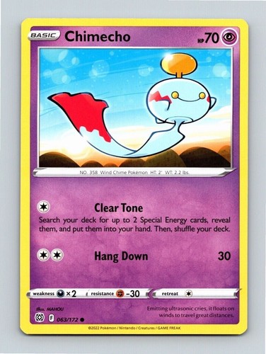 Chimecho 063/172 Regular Common Brilliant Stars Pokemon Trading Card ...