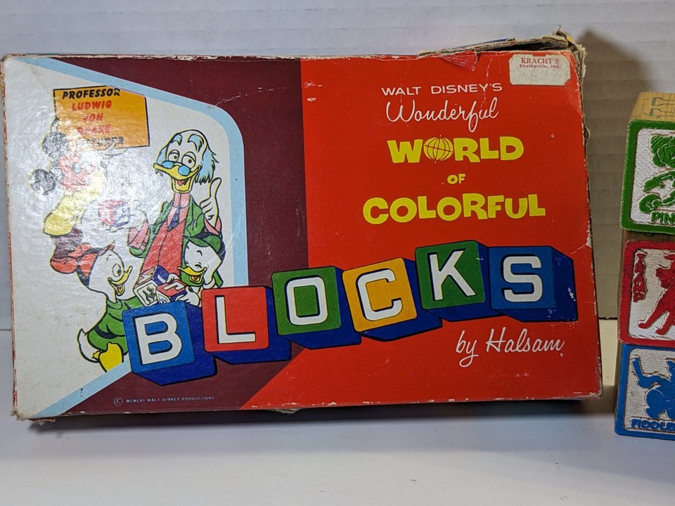 Vintage Disney Characters 15 Wooden Building Blocks SET NO 2915 in the ...