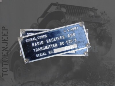 plate plaque plaquette BC620 K2 ALU scr 509 510 poste radio us ww2 ...