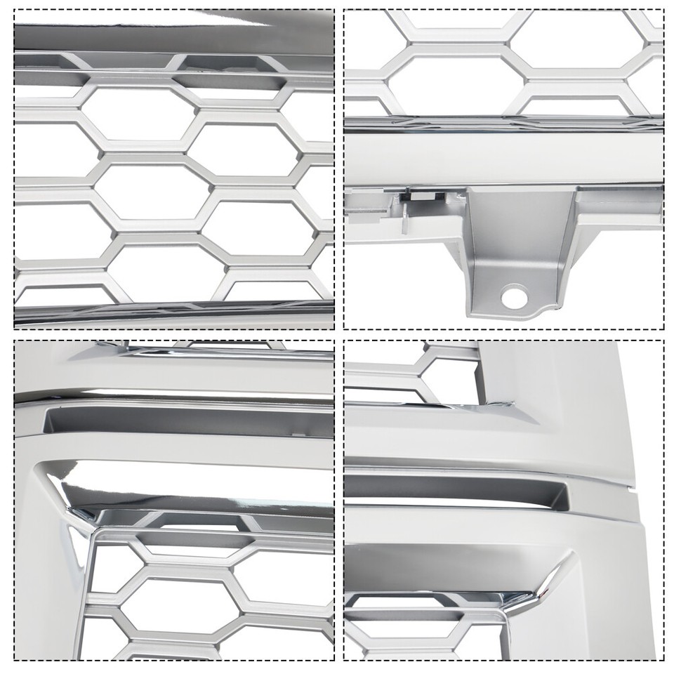 Front Grille For Chevrolet Silverado 1500 2014-2015 Chrome Silver ...