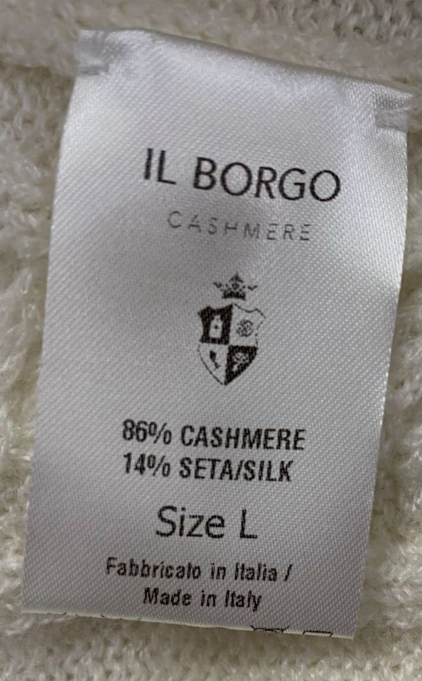 $1595 Il Borgo Cashmere Men White Silk Crewneck Pullover Sweater Size IT52/ US L | eBay
