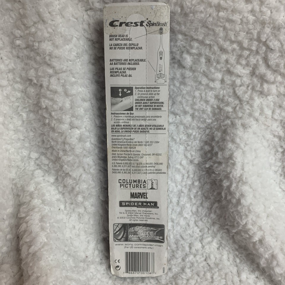 Spider-Man Crest Electric Spinbrush Toothbrush Vtg 2002 sealed PLEASE ...