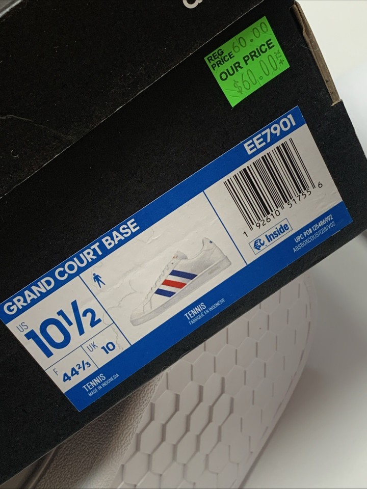 Size 10.5 - Adidas Grand Court Base White Blue Active Red, EE7901 ...