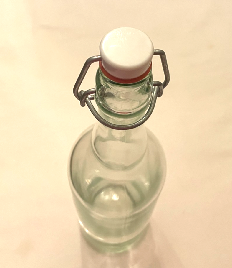 Glass Bottle with Swing Top and Wire Bail Seal 13" Clear & Round Oil or ...