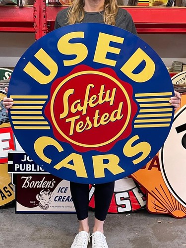 Antique Vintage Old Style Sign Used Cars 36" NOT Porcelain Made USA | eBay