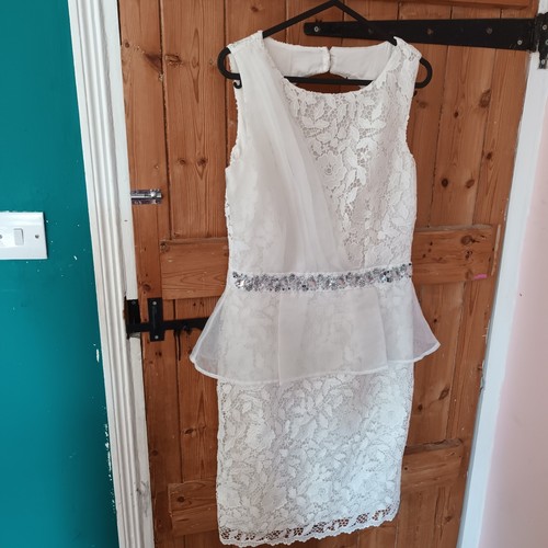 Lipsy Vip Size 10 White Sparkly Bridal Wedding, Hen Do Dress | eBay