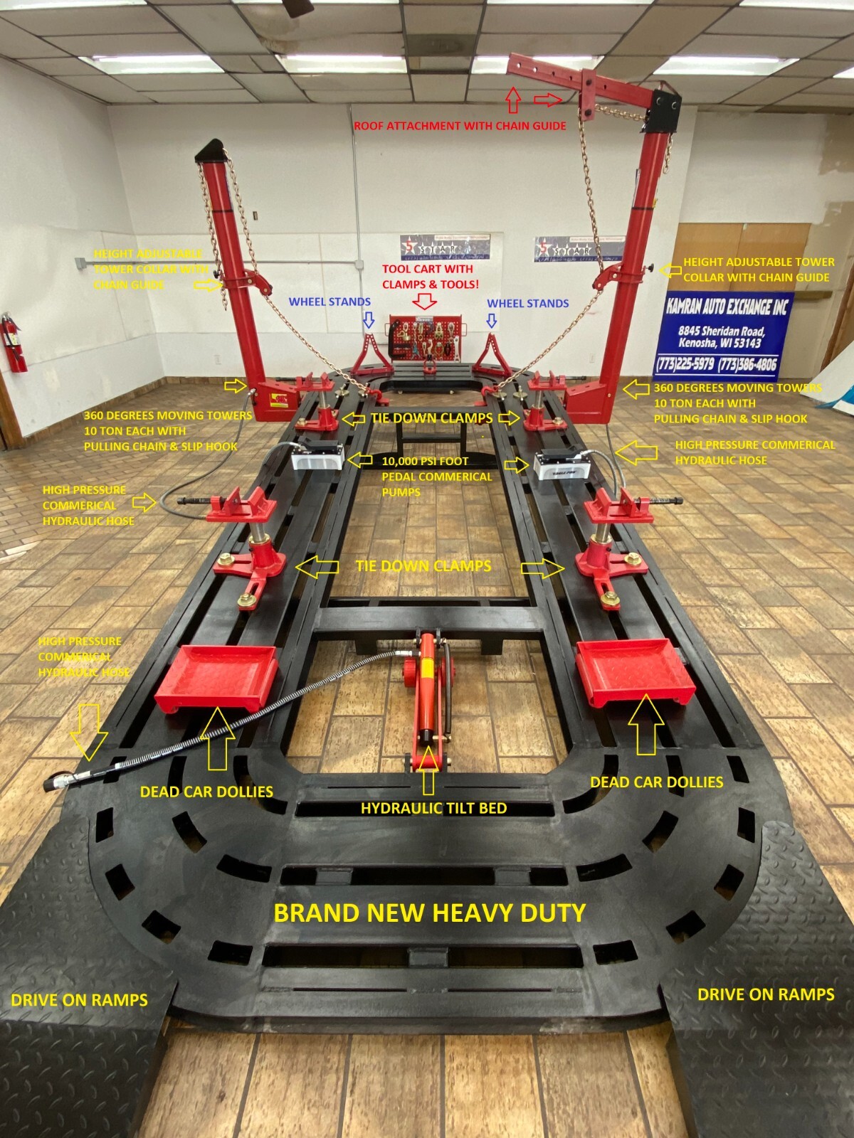FREE SHIPPING NEW 18 FEET 2 TOWERS AUTO BODY SHOP FRAME MACHINE ...