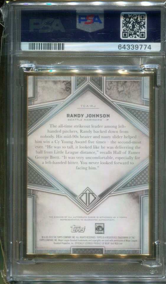 2019 Topps Transcendent Randy Johnson Gold Frame Red Auto 1of1 PSA 9 #1 ...