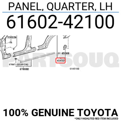 6160242100 Genuine Toyota PANEL, QUARTER, LH 61602-42100 | eBay