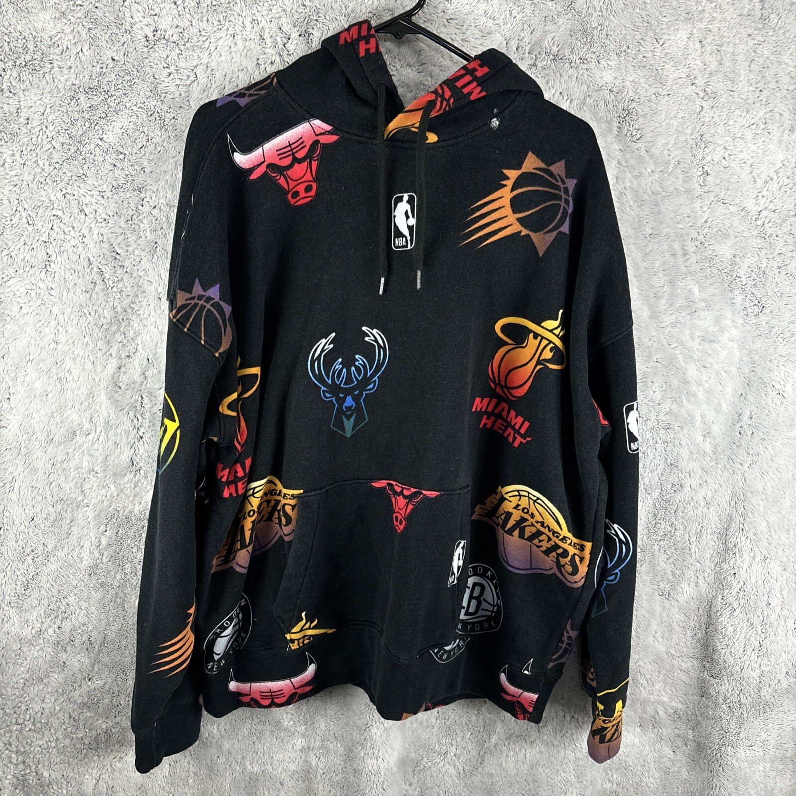 HOLLISTER x NBA Logo Oversized Graphic Hoodie Sweatshirt Size XL Black ...