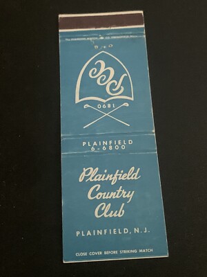 Vintage New Jersey Matchbook: “Plainfield Country Club” Plainfield, NJ ...