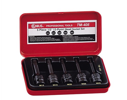 Genius Tools 5 Piece 1/2" Dr. Triple Square Impact Bit Socket Set (CR ...