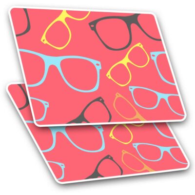 2 x Rectangle Stickers 10 cm - Cute Pink Glasses Opticians Cool Glass ...