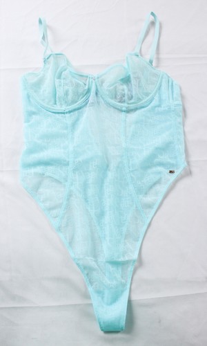 Savage X Fenty Women's Signature Script Underwire Teddy EJ1 Blue Medium ...