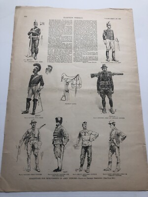 1890 Harpers Antique Print United States Army Uniforms #101520 | eBay