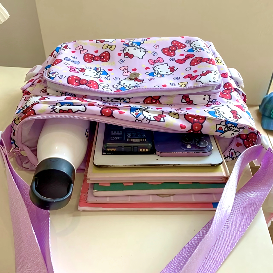 Hello Kitty Campus Messenger Bag Purple Cartoon Logo Flap JK School ...