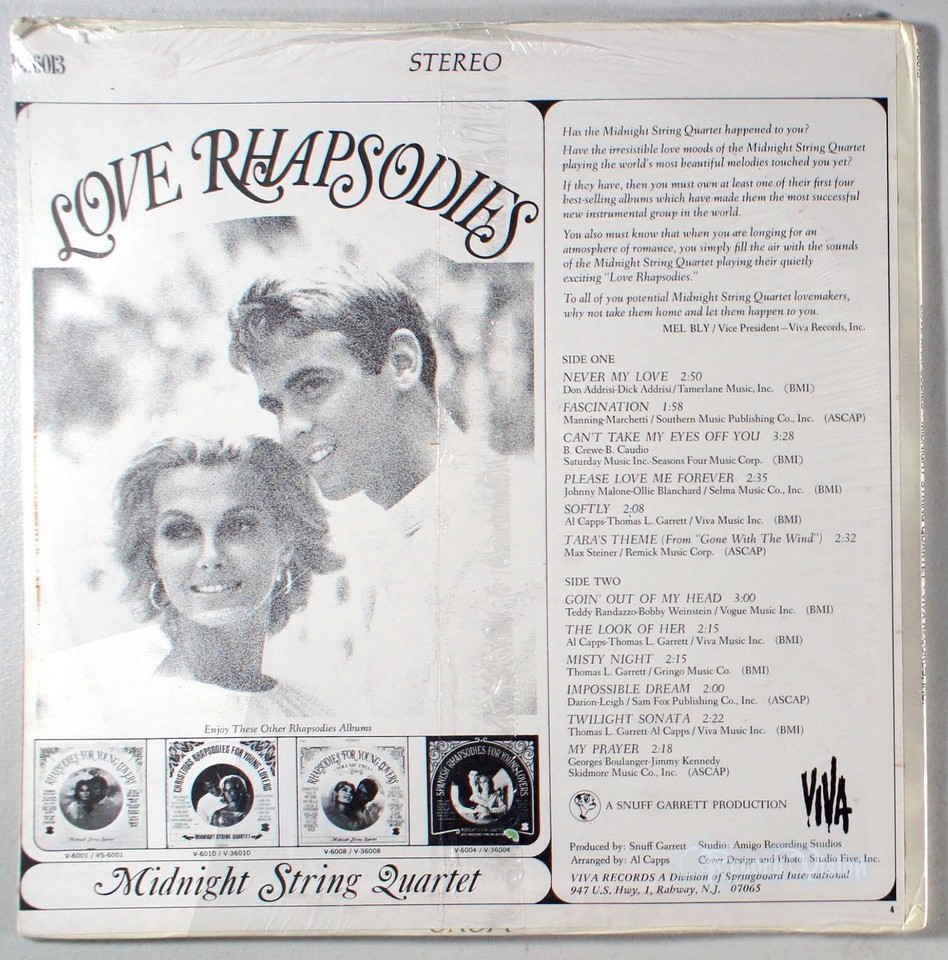 Midnight String Quartet - Love Rhapsodies (1968) [SEALED] Vinyl LP • | eBay