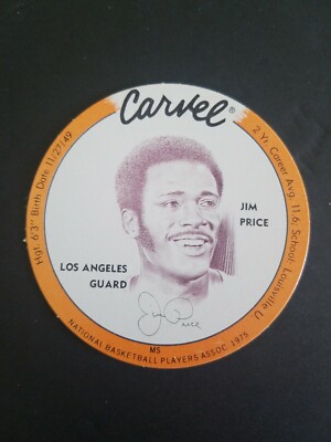 1975 CARVEL BASKETBALL CARD JIM PRICE LOS ANGELES LAKERS MINT COND ...