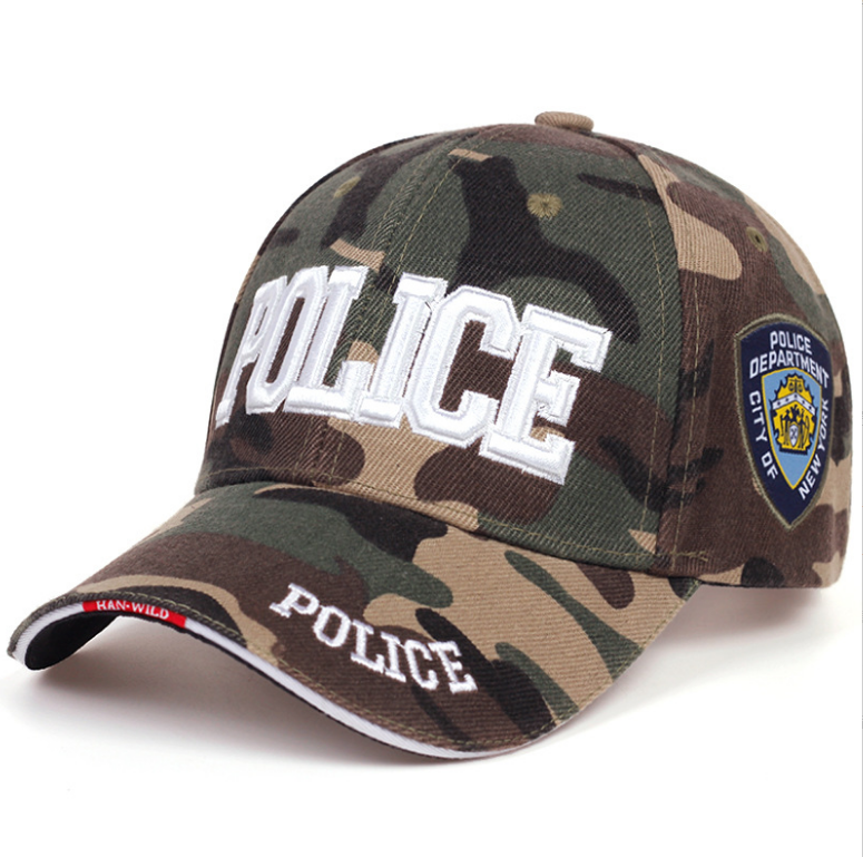 Police Hat Officer Baseball Cap Adjustable Black Hat Headwear Black ...