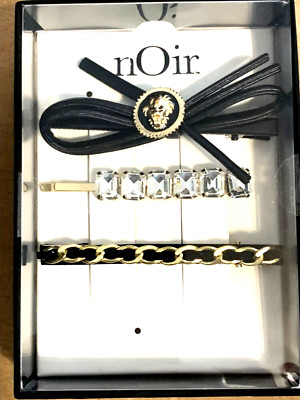 NEW in BOX nOir Hair Accessories Black Rhinestone Bobby Pin Hair Clip ...