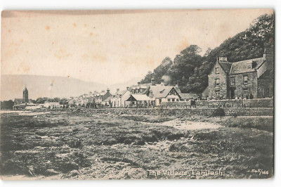 Postcard The Village Lamlash grassy trees church, Britain print VTG ME4 ...